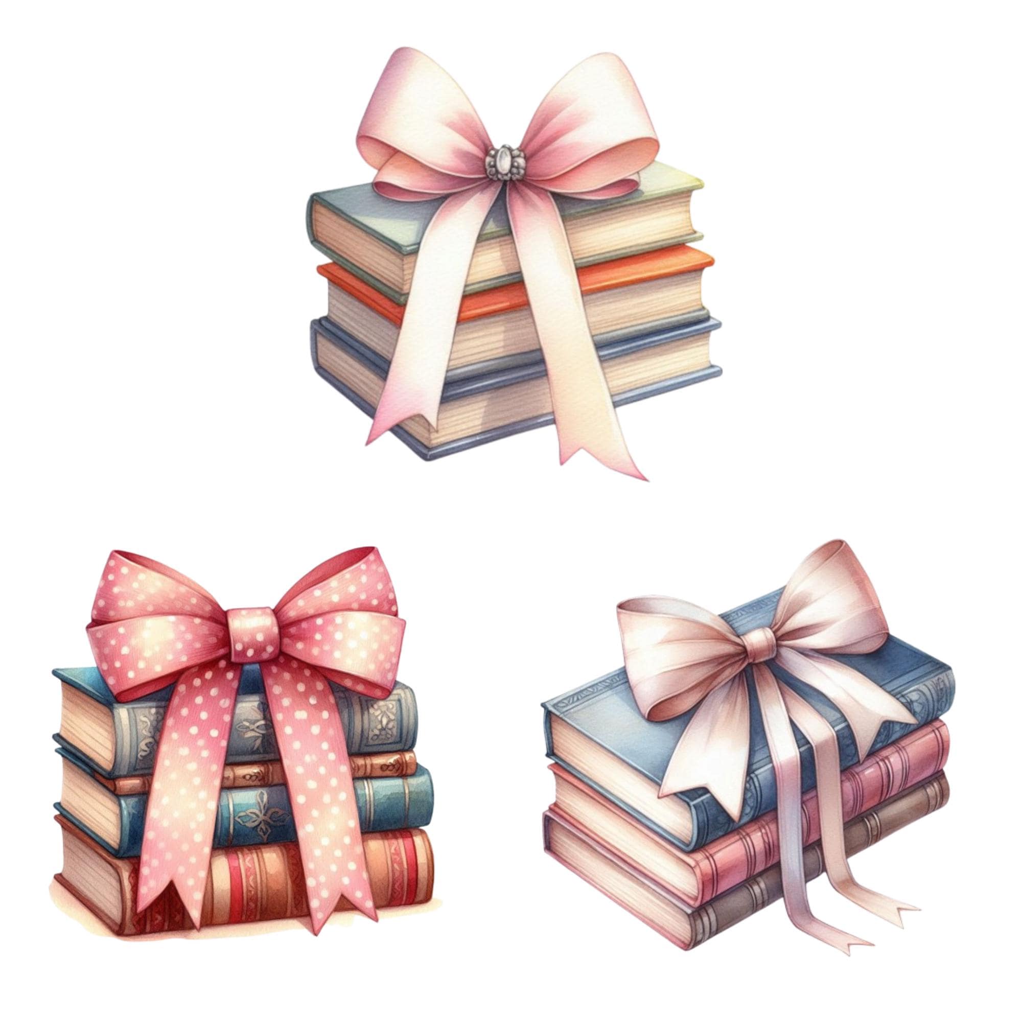 Chic Coquette Watercolor Book Clipart, Coquette Books Clipart Bundle ...