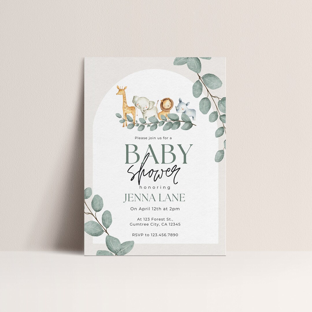 10 Pack Personalized Baby Shower Baby Animals Invitation - Etsy