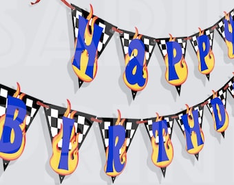 Race Car Birthday Banner, Racing Theme Birthday, Race Car Party ...