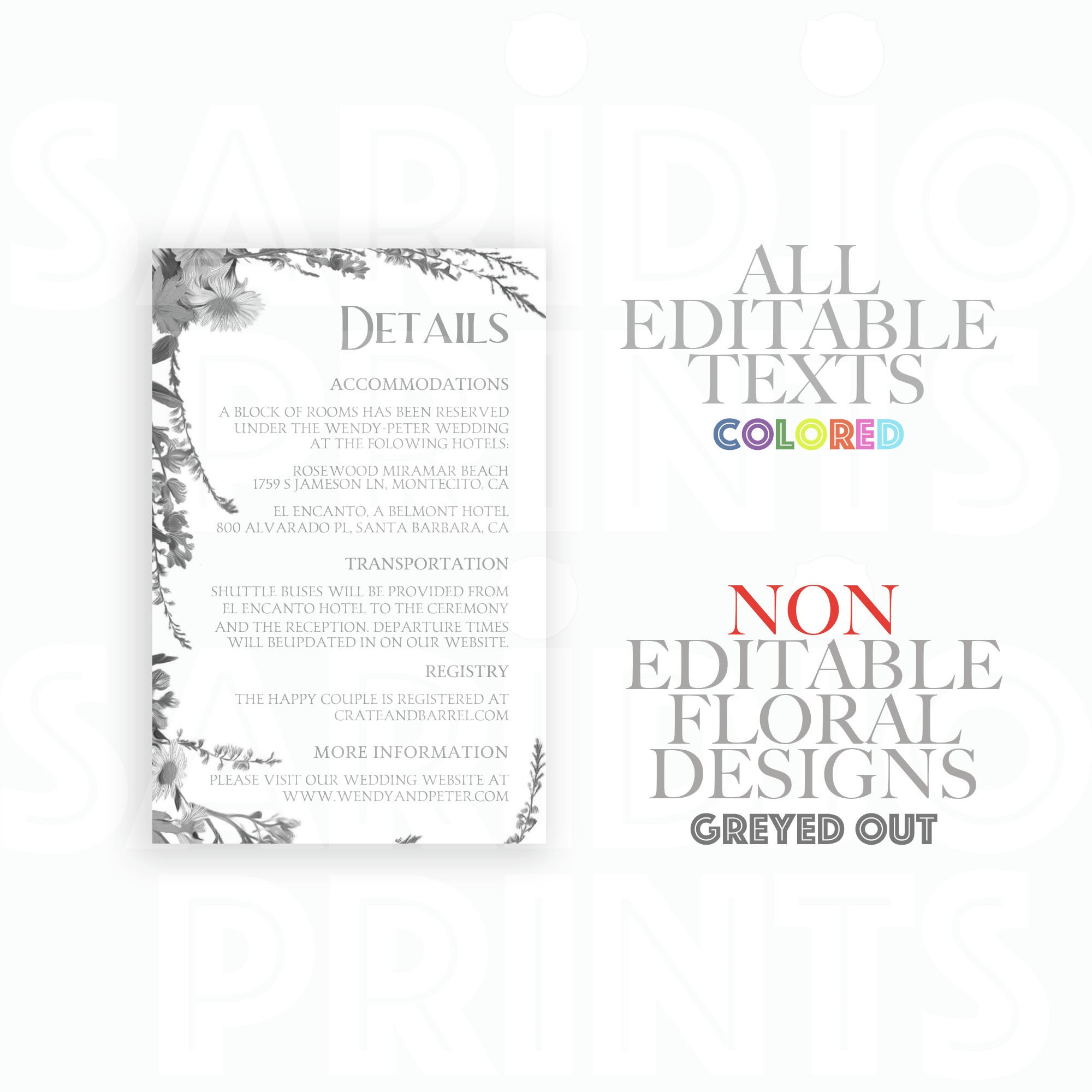 Wedding Information Card Template Diy Details Card Insert - Etsy