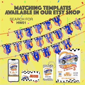 Race Car Place Cards | Hot Cars Birthday Place Cards | Wheels Racing ...