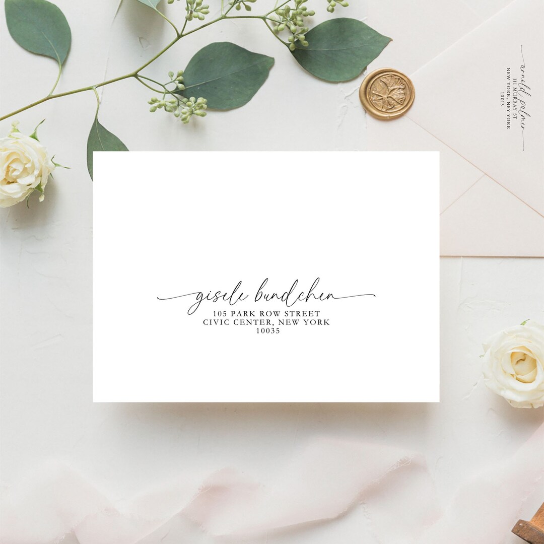 Envelope Address Template for Wedding Invitation Printable Addressed ...