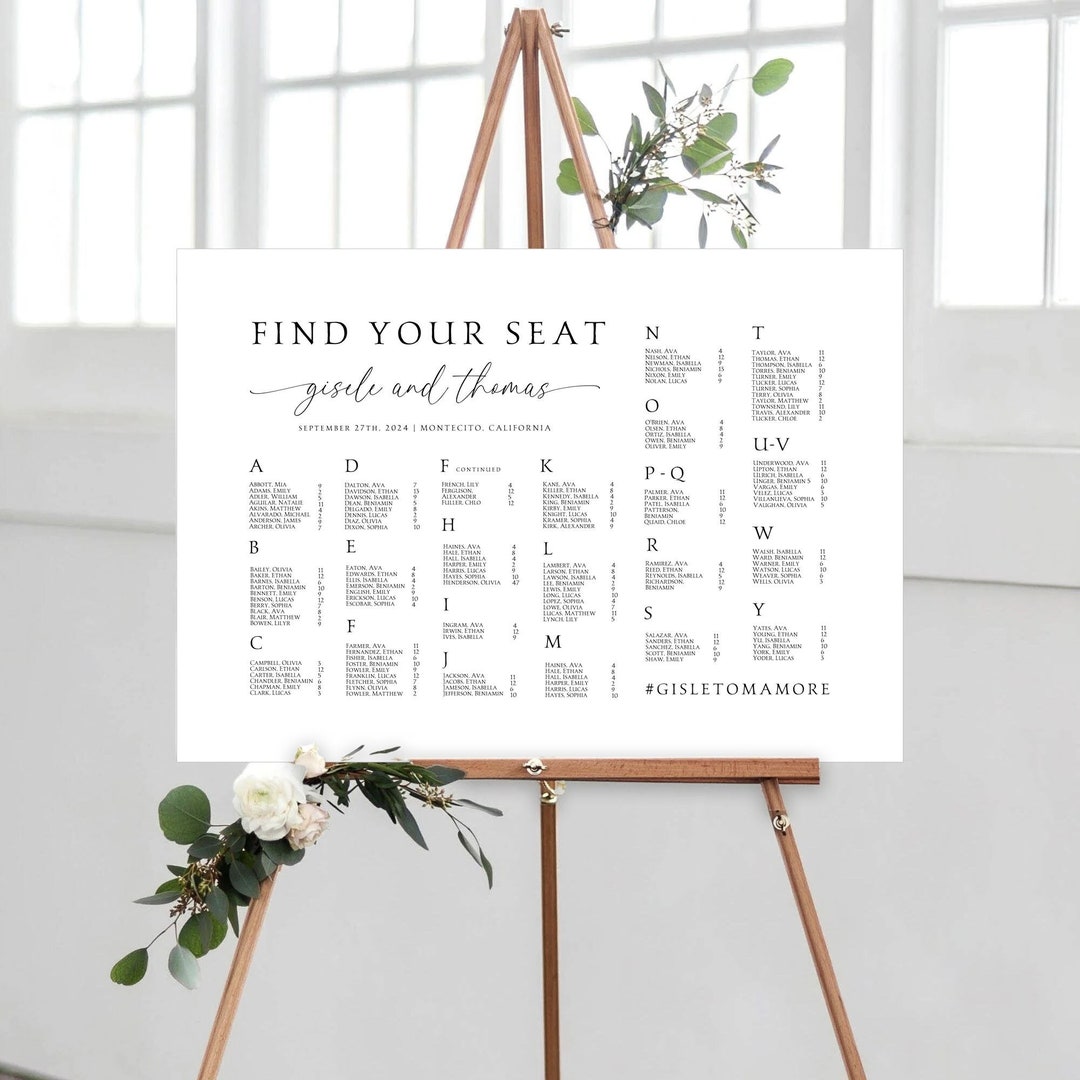 Alphabetical Seating Chart Template Download Minimalist Seating ...