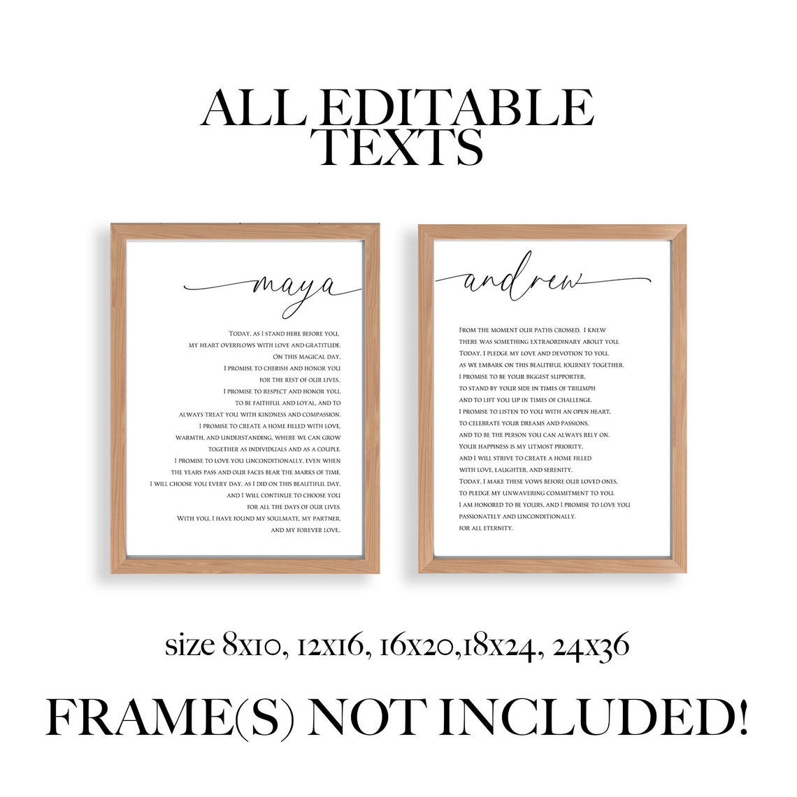 Wedding Vows First Anniversary Gift Template, Wedding Vows Wall Art ...