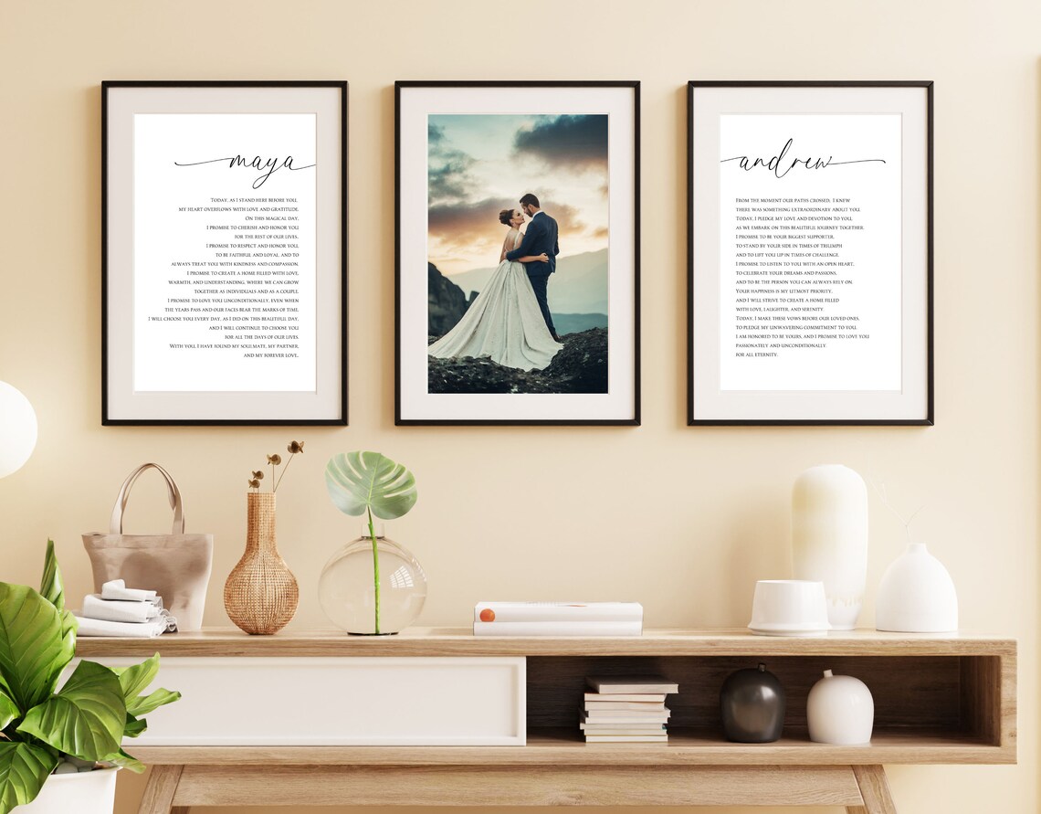 Wedding Vows First Anniversary Gift Template, Wedding Vows Wall Art ...