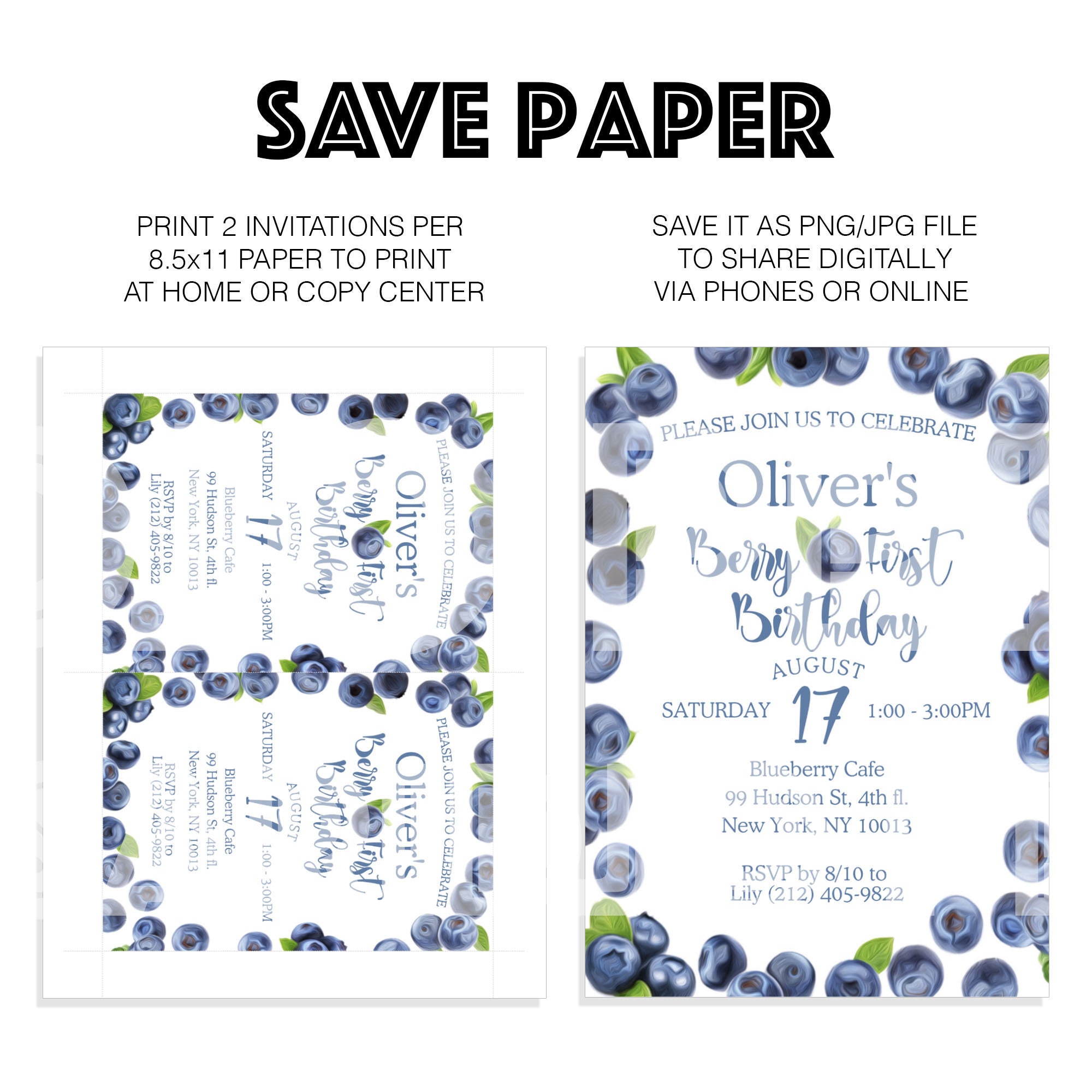 Editable Berry First Birthday Invitation Template Instant - Etsy