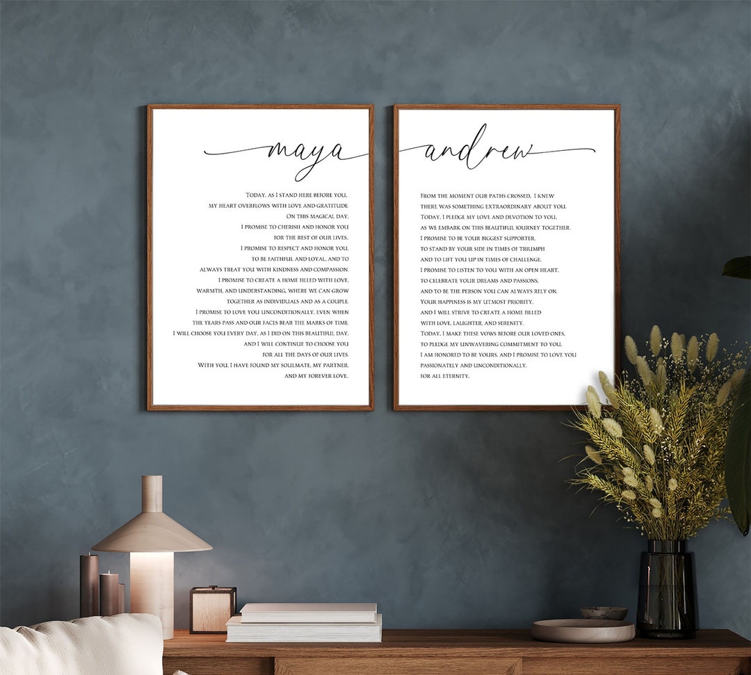 Wedding Vows First Anniversary Gift Template, Wedding Vows Wall Art ...