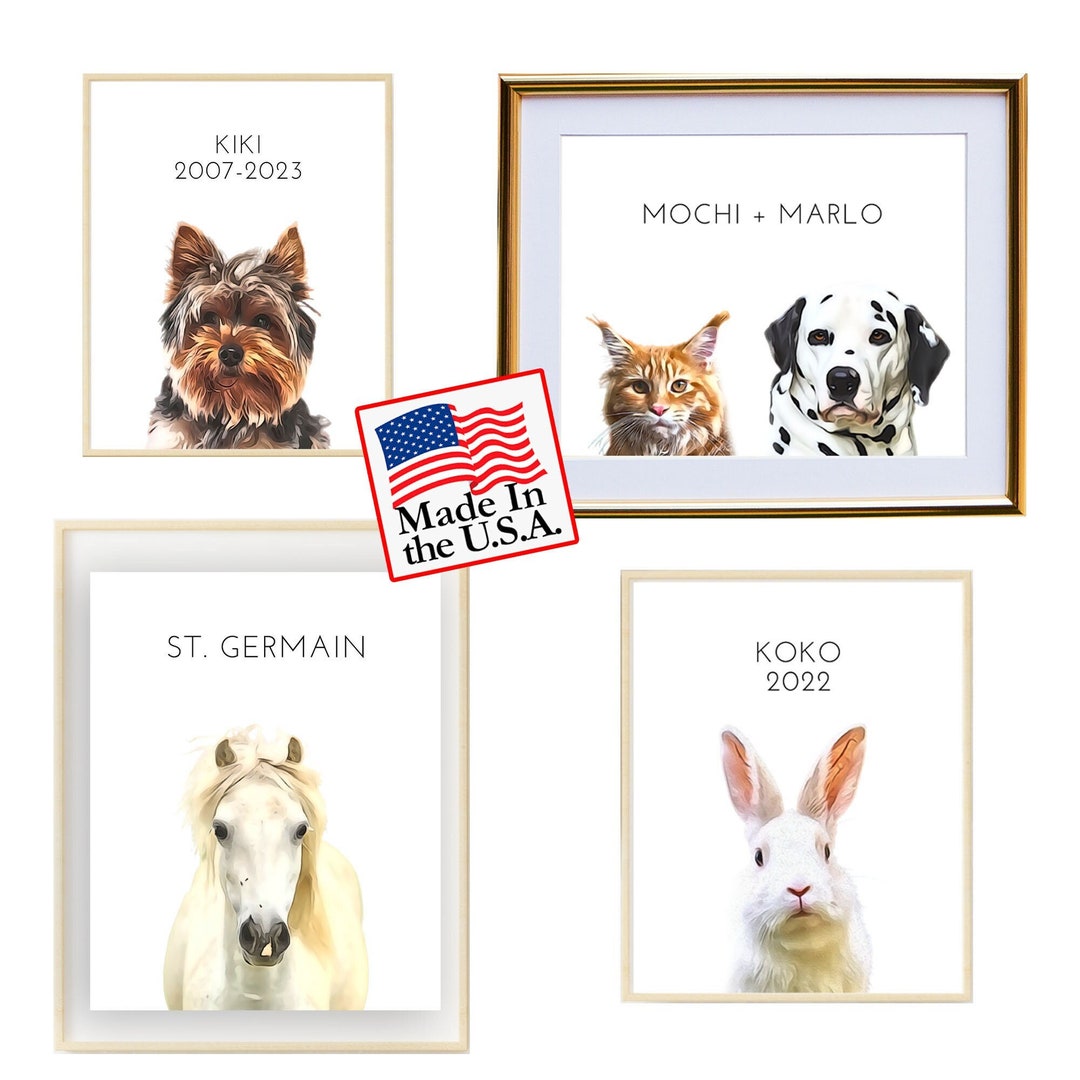 Custom Pet Portrait, Multiple Pet Portrait, Dog Portrait, Pet Memorial ...