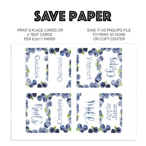 Editable Blueberry Food Labels Birthday Party Place Card Food Tents ...