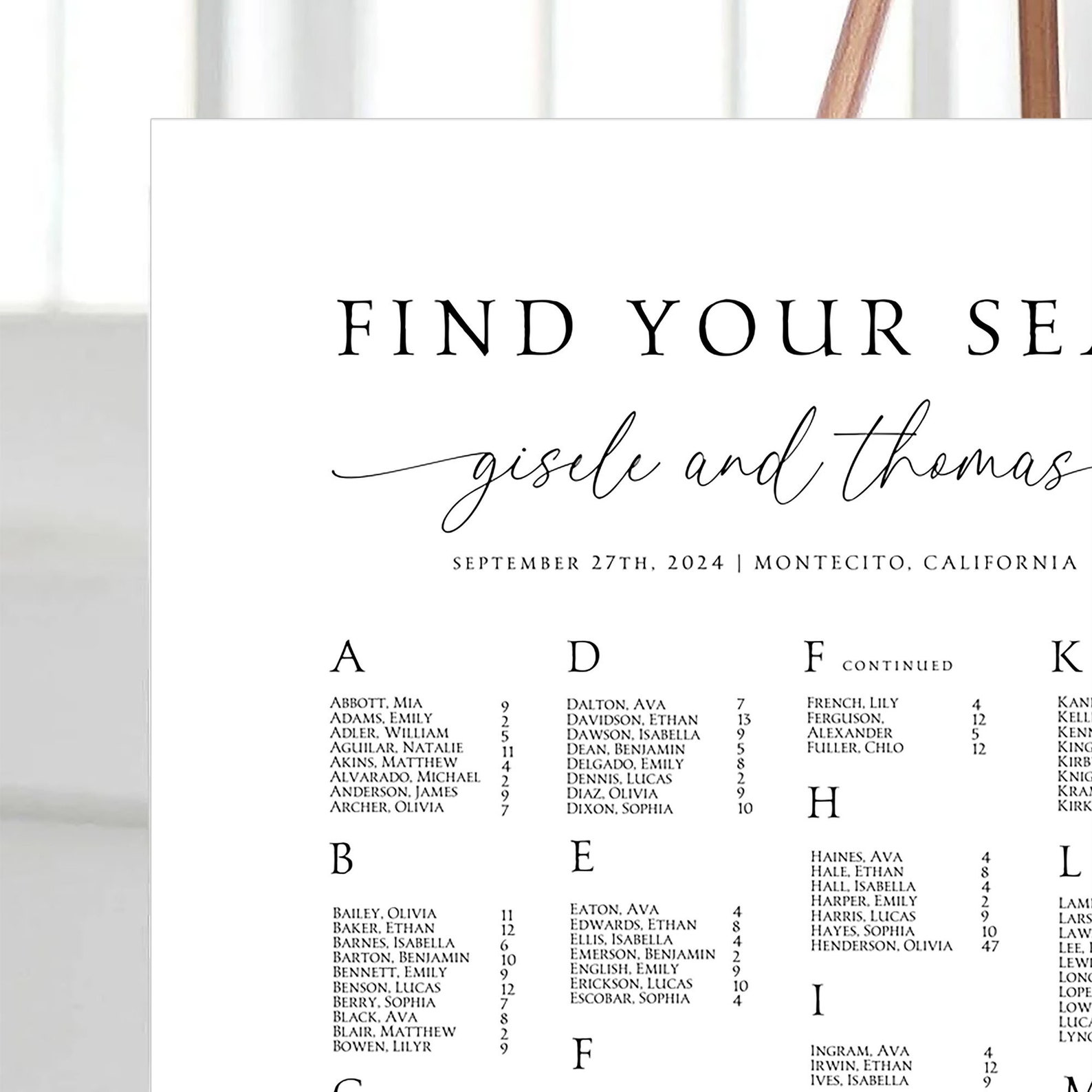 Alphabetical Seating Chart Template Download Minimalist Seating ...