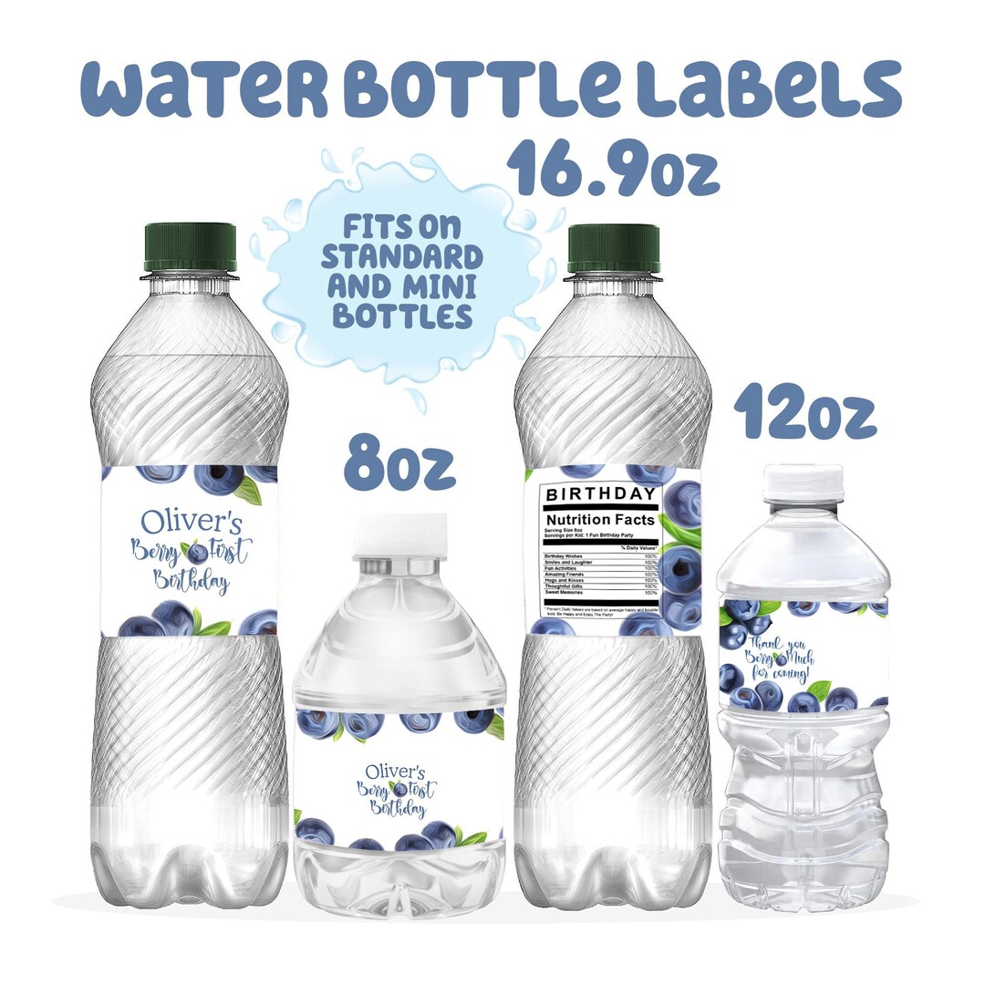 First Birthday Water Bottle Labels Template | Personalized Party Decor ...