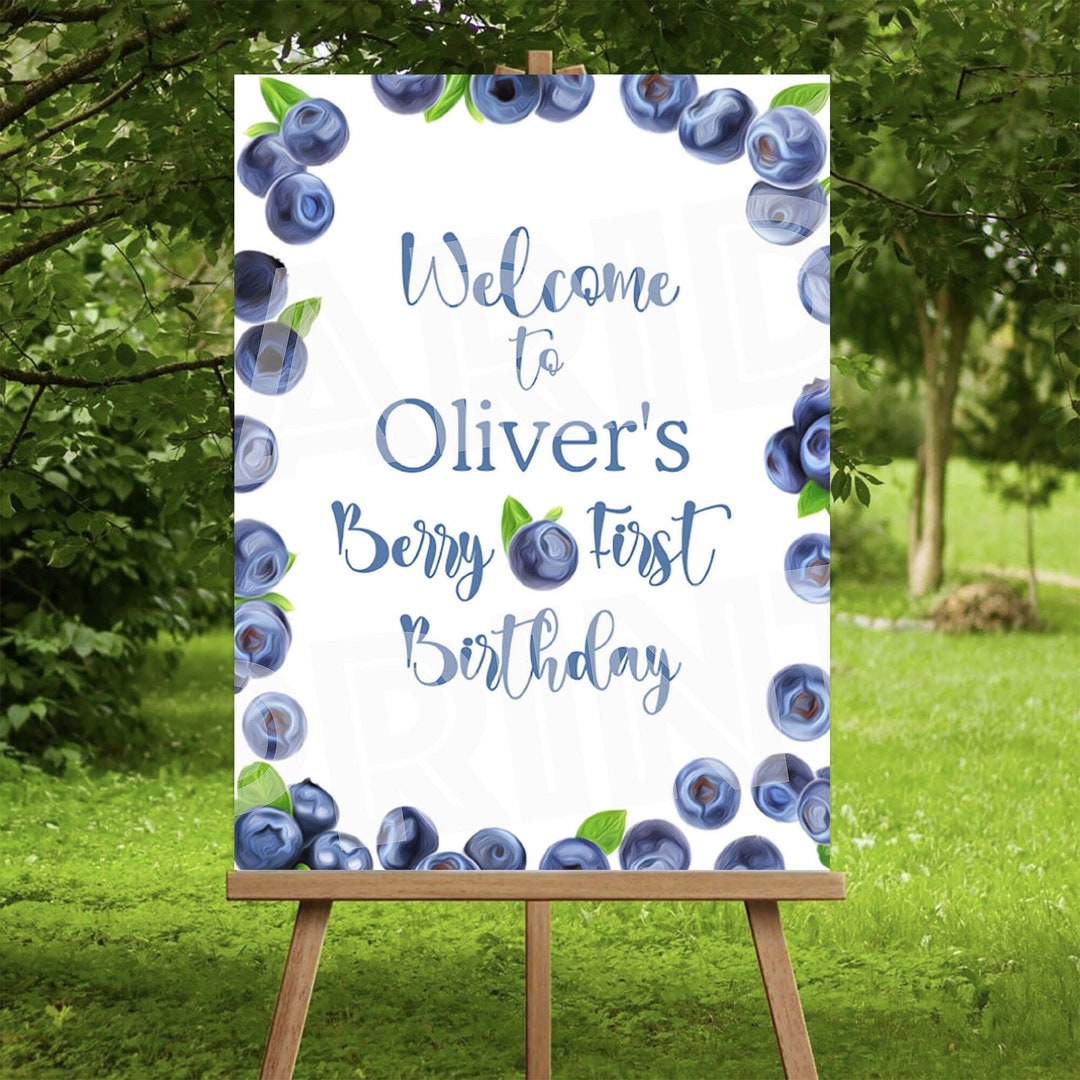 Berry First Birthday Welcome Sign Poster Template | Personalized Party ...