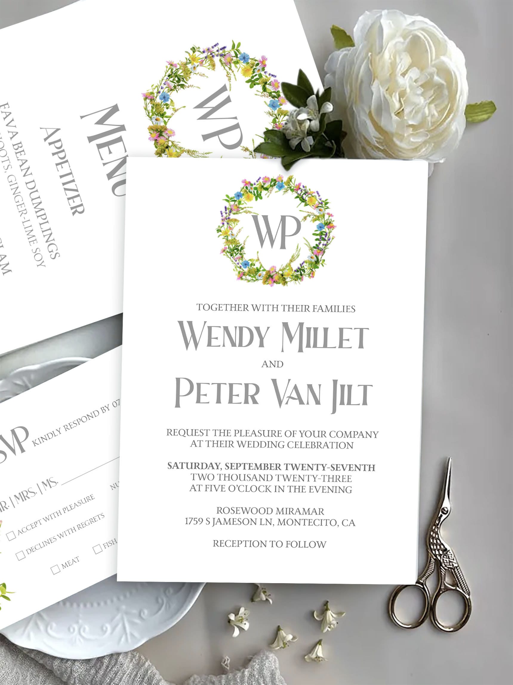 Wildflower Wedding Invitation Template, Printable Wedding Invitation ...