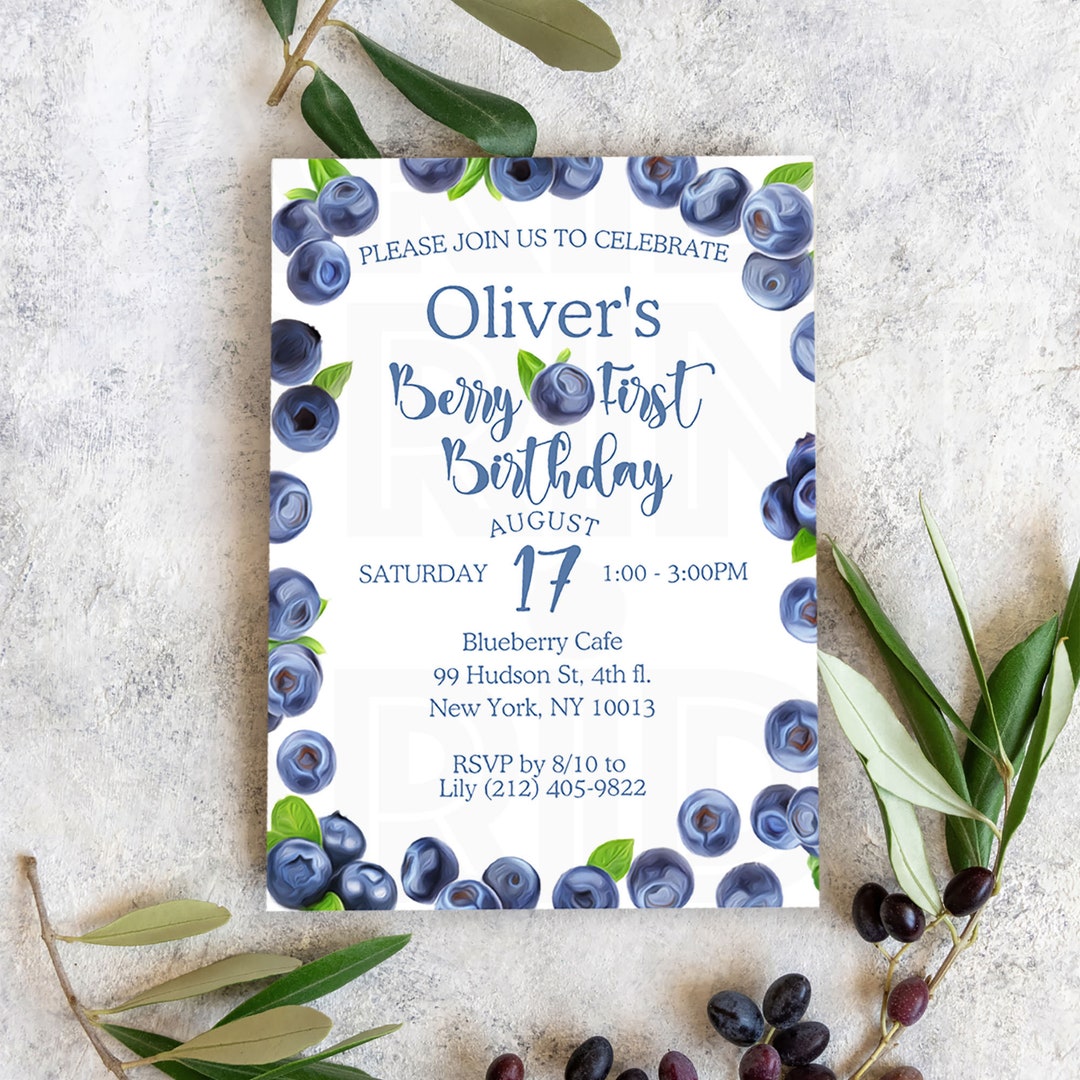 Editable Berry First Birthday Invitation Template | Instant Download ...