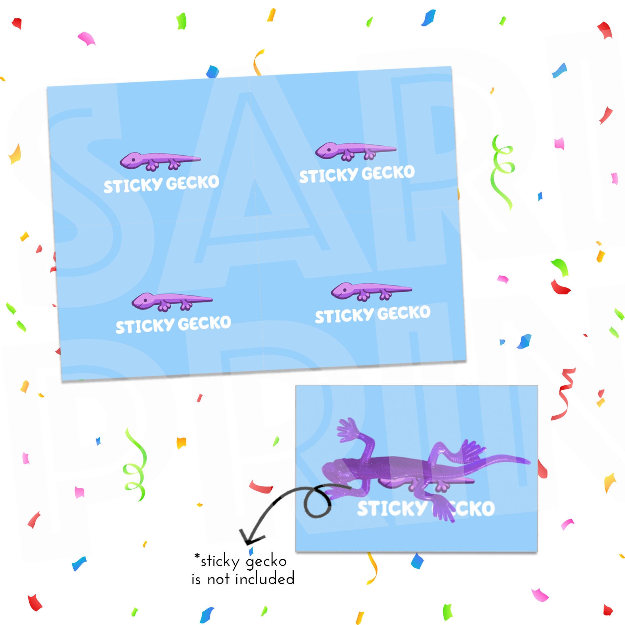 Party Favors Sticky Gecko Tags Party Favor Template Digital Download ...