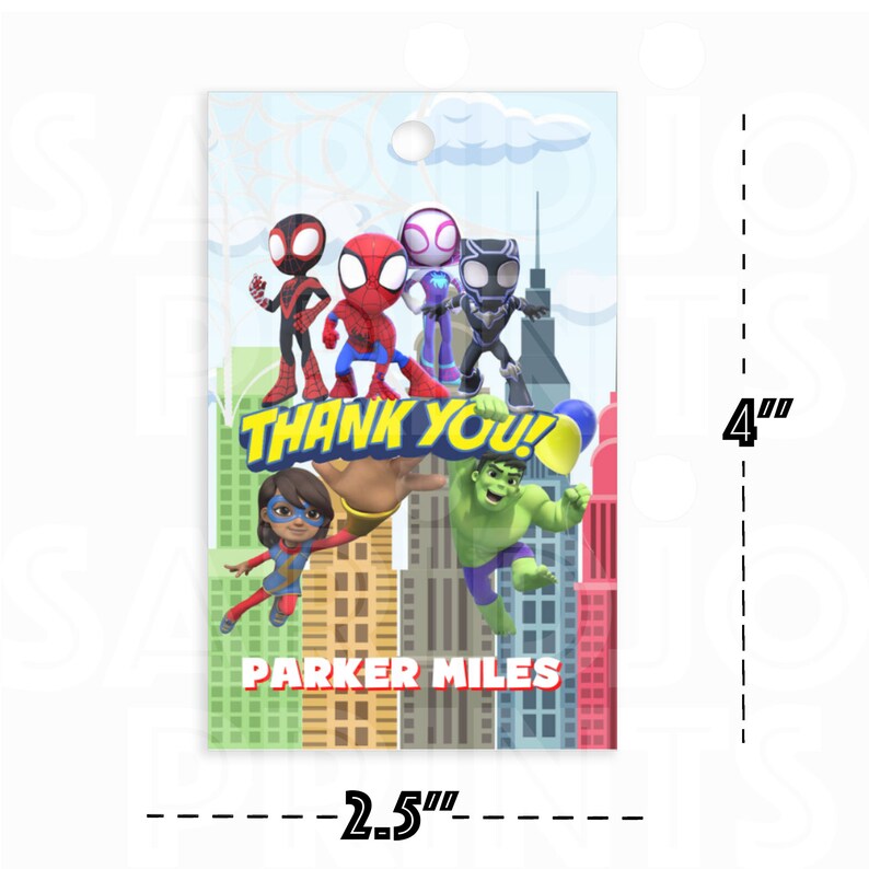 Spidey Thank You Tags Template Superhero Favors Tag Editable - Etsy UK