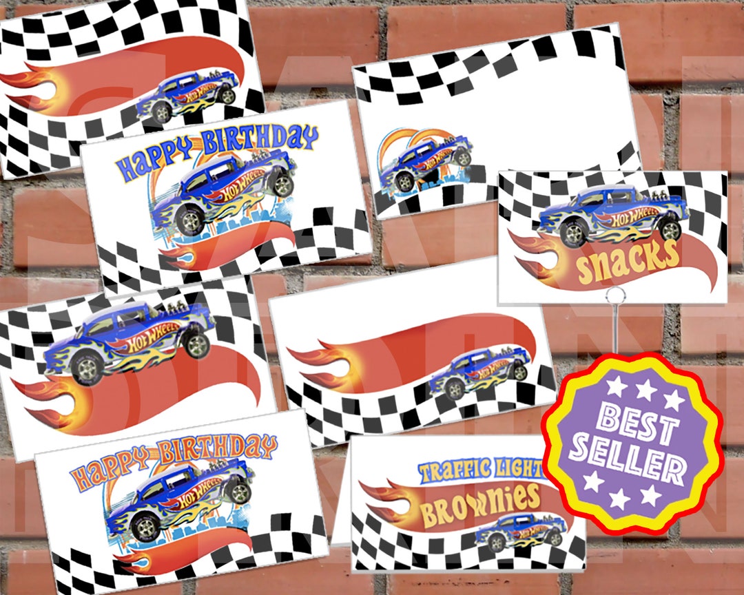 Race Car Place Cards | Hot Cars Birthday Place Cards | Wheels Racing ...