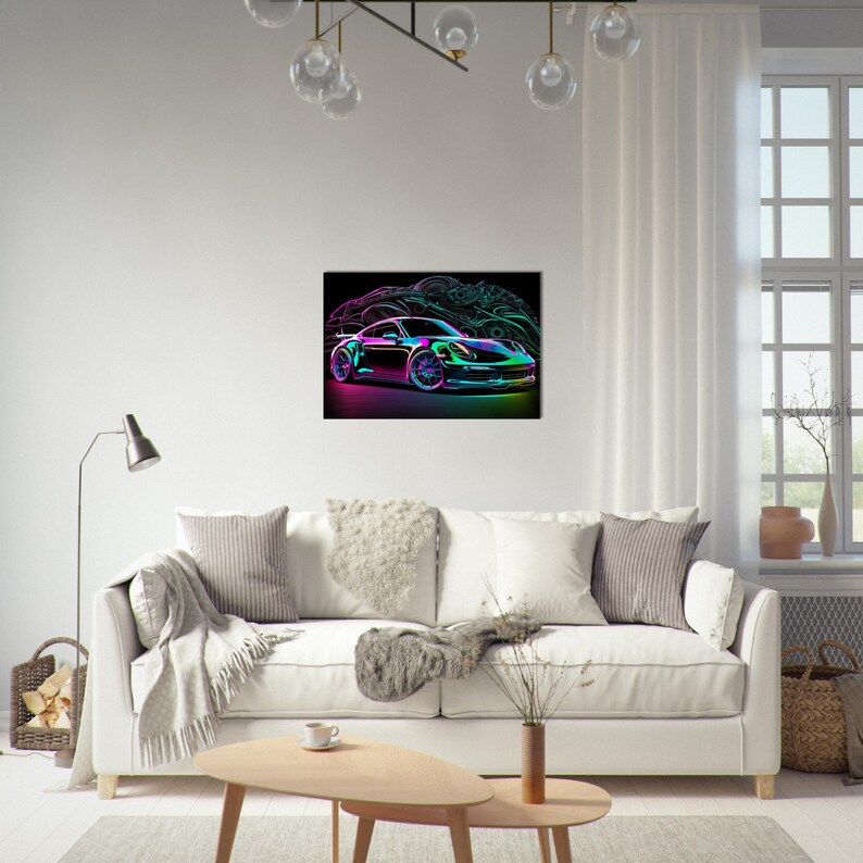 Porsche 911 Turbo S Canvas Abstract Neon Wall Art Wall - Etsy