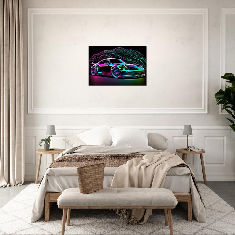 Porsche 911 Turbo S Canvas Abstract Neon Wall Art Wall - Etsy