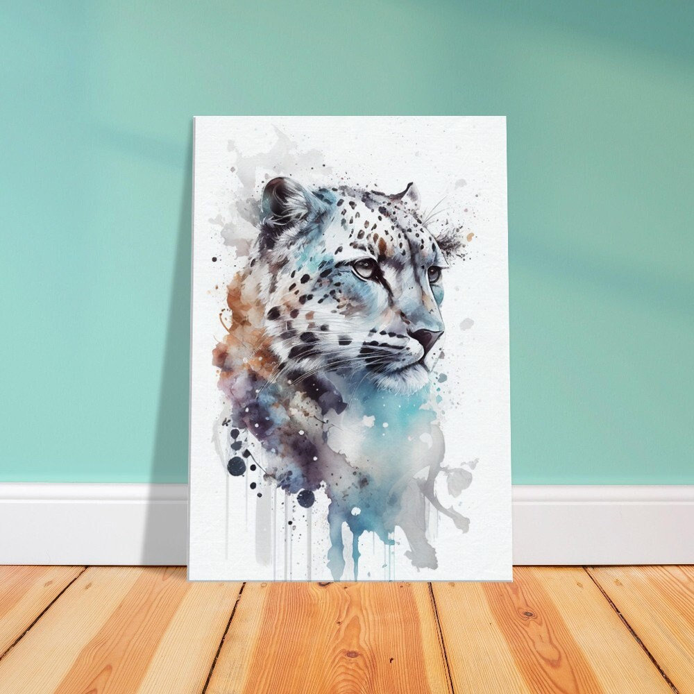 Snow Leopard Watercolor Art on Canvas Rare Beauty Decor - Etsy