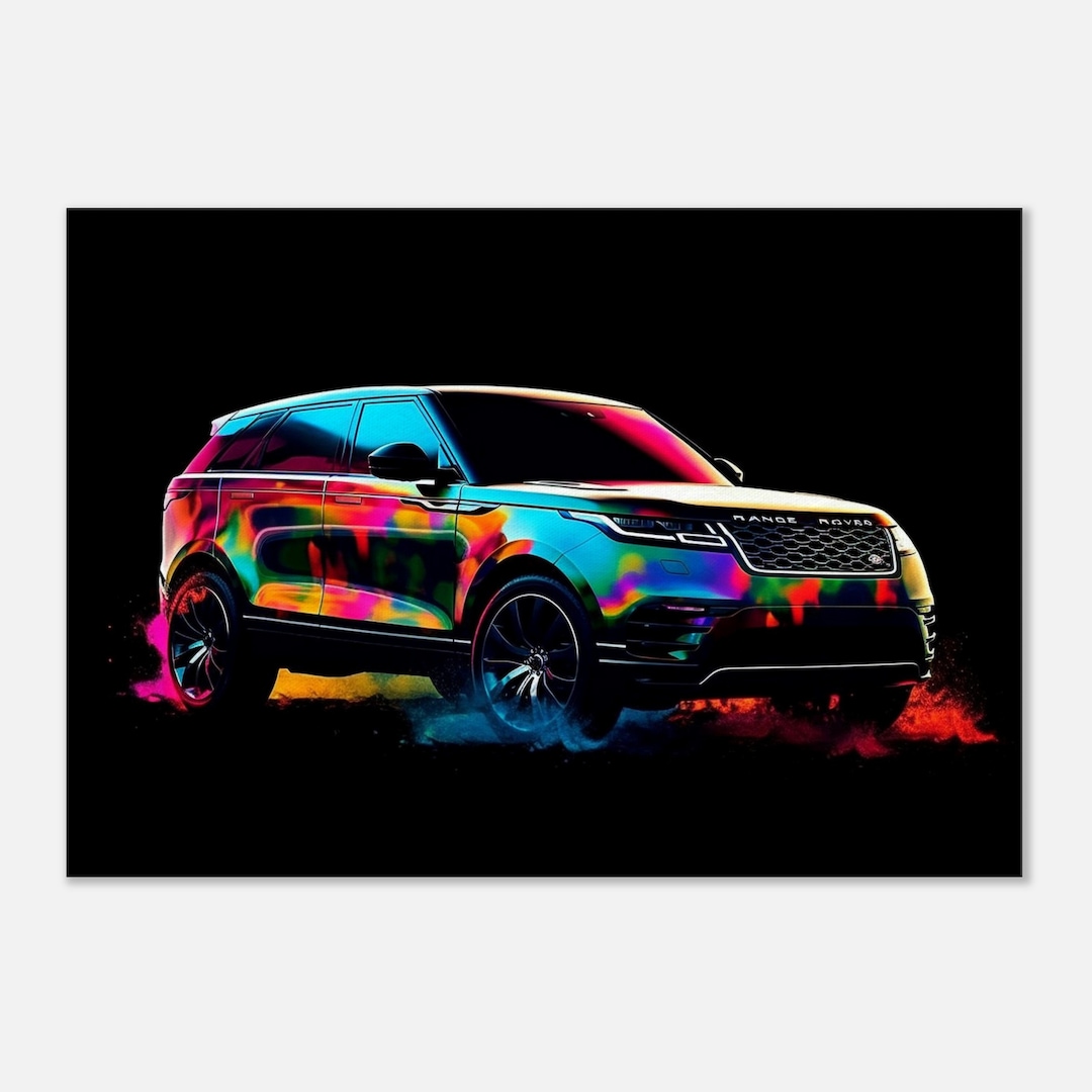 Range Rover Velar Abstract Canvas Wall Art - Cool Neon Colors, Unique ...