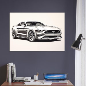 Ford Mustang GT Premium Matte Paper Art in Pencil Sketch Celebrate ...