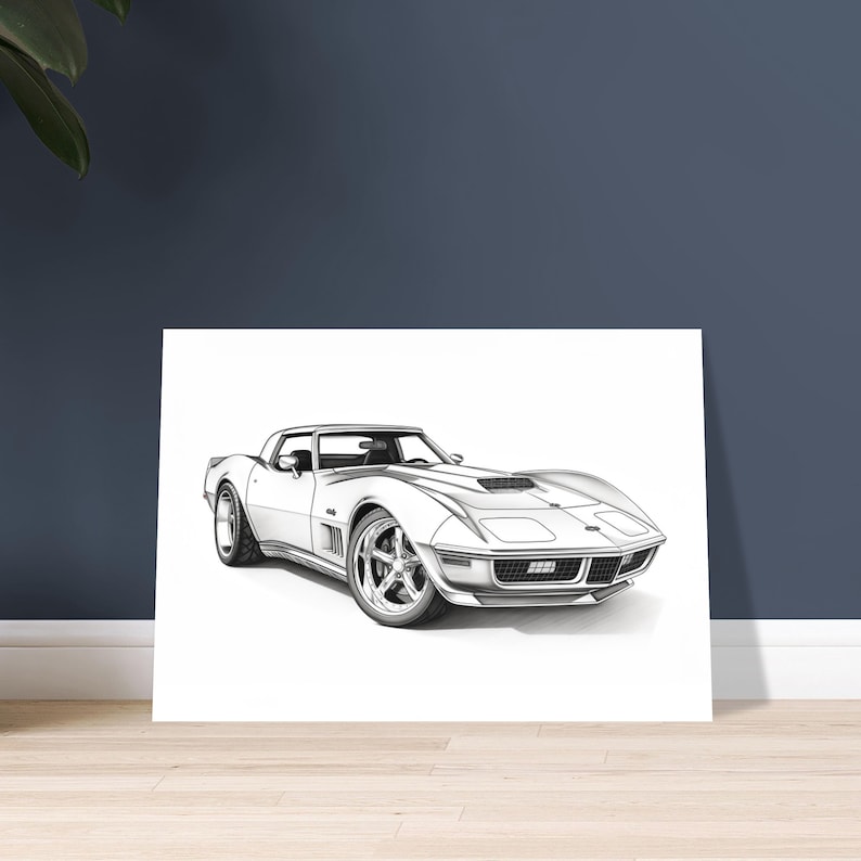 1973 Chevy Corvette Art Print: Vintage American Muscle Car Sketch - Etsy