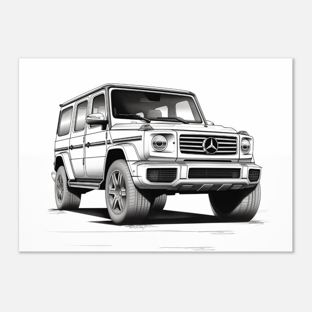 Mercedes G-class Front View: Striking Grayscale Pencil Sketch, Detailed ...