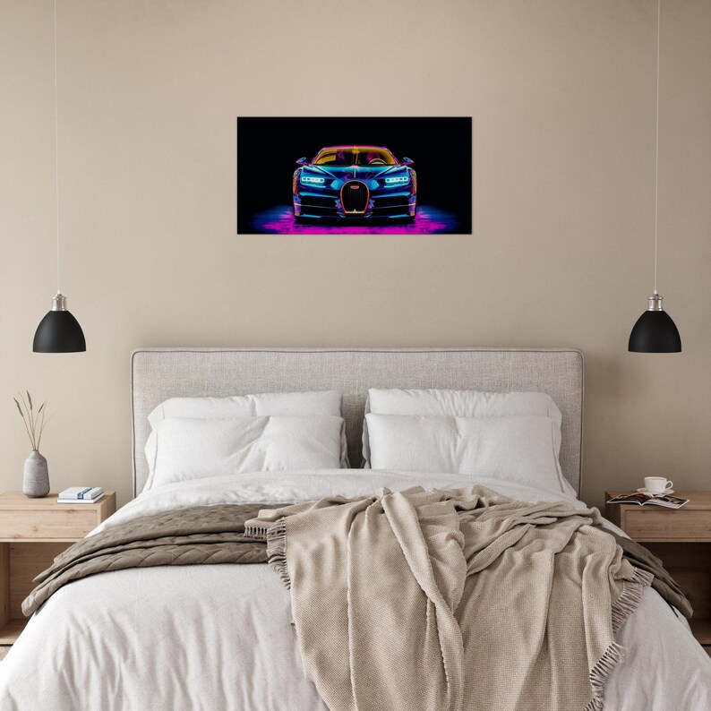 Bugatti Chiron Canvas Art: Abstract Neon Car Print - Etsy