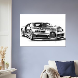 Bugatti Chiron Front View Handcrafted Pencil Sketch | Detailed ...