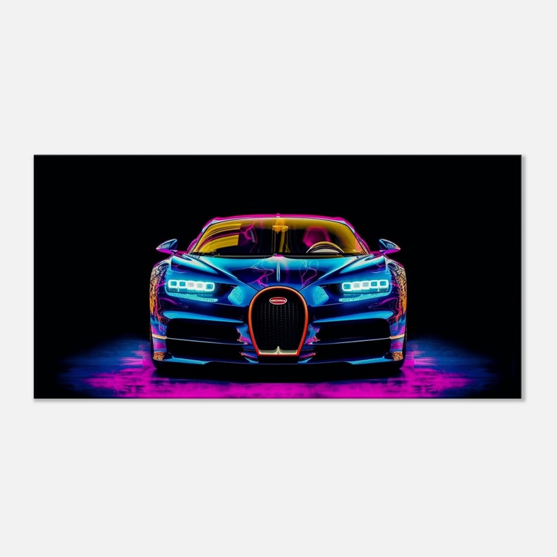 Bugatti Chiron Front View, Canvas Wall Art, Cool Abstract Neon Colors ...