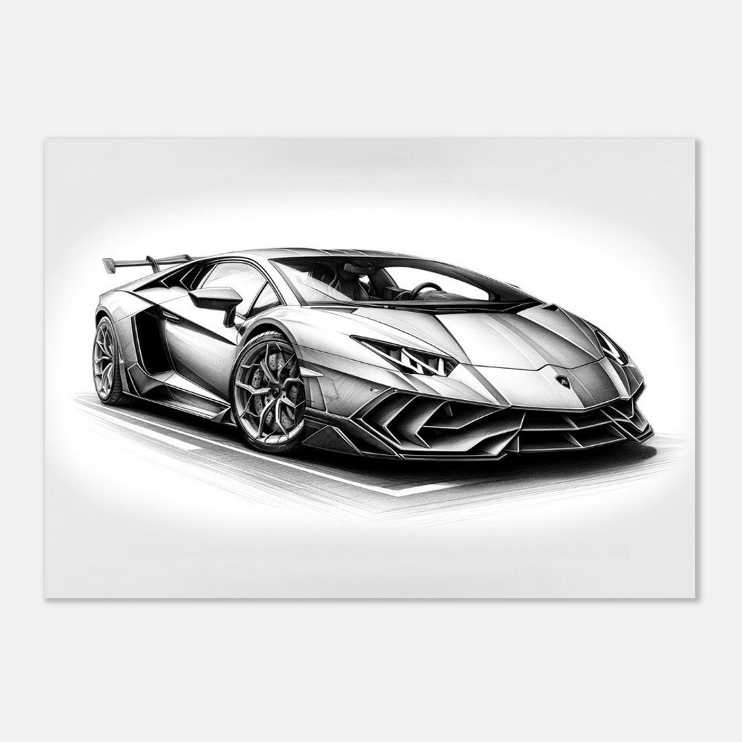 Lamborghini Masterpiece: Ultra-detailed Grayscale Pencil Sketch ...
