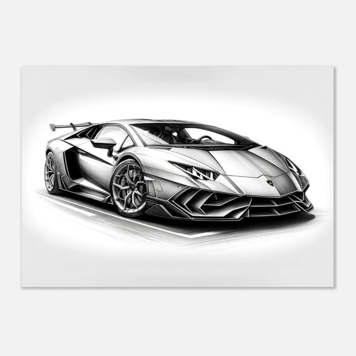 Lamborghini Masterpiece: Ultra-detailed Grayscale Pencil Sketch ...