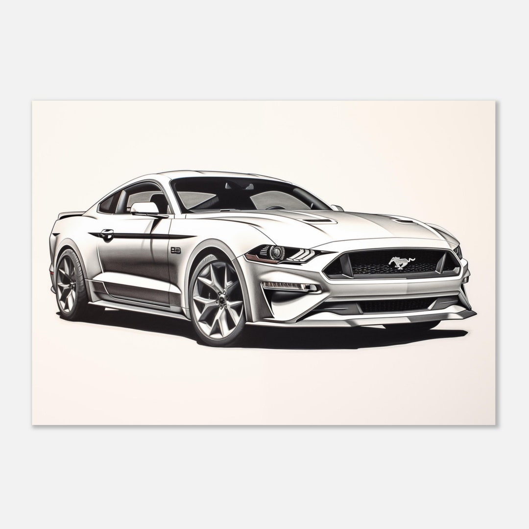 Ford Mustang GT Premium Matte Paper Art in Pencil Sketch Celebrate ...