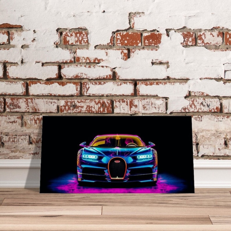 Bugatti Chiron Canvas Art: Abstract Neon Car Print - Etsy
