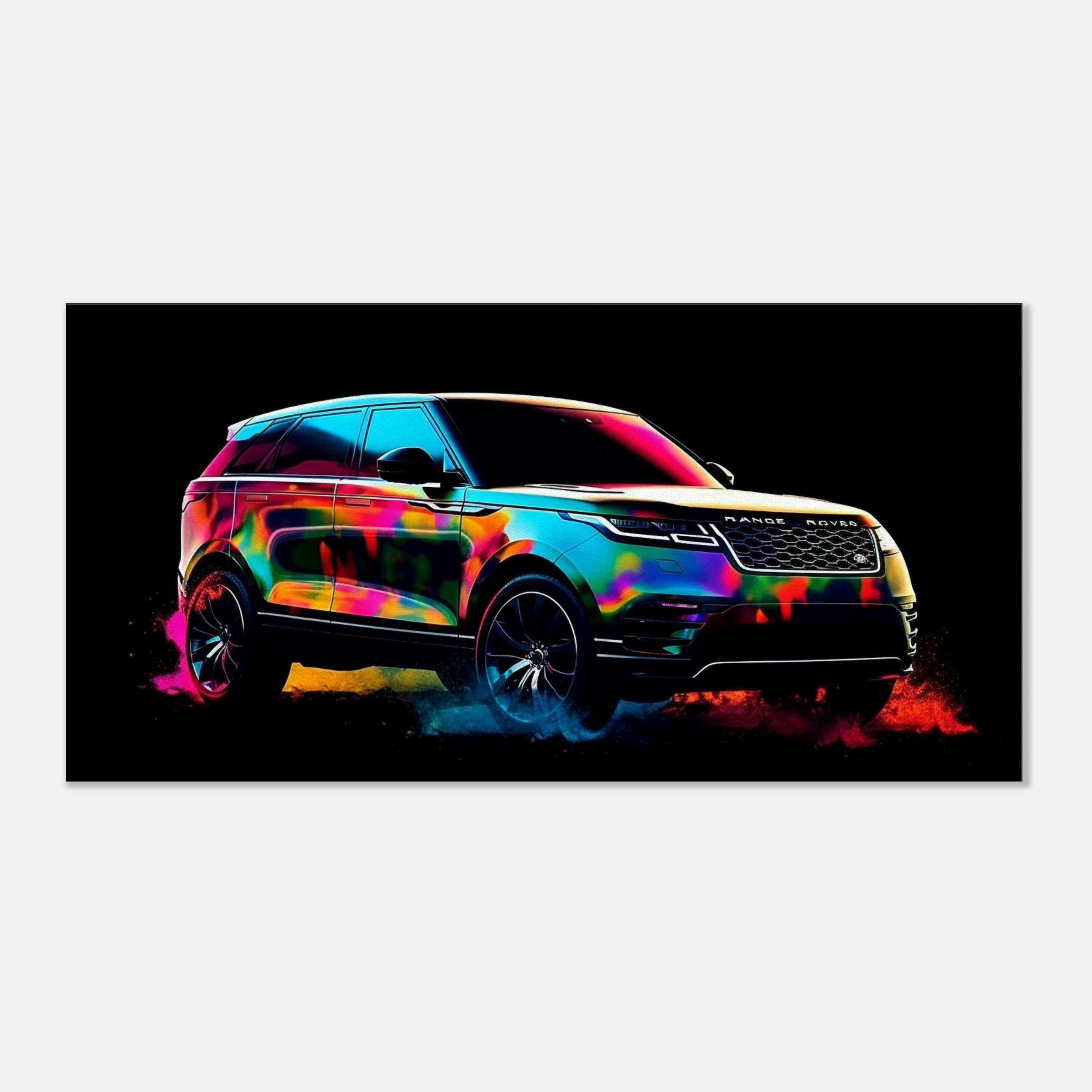 Range Rover Velar Abstract Canvas Wall Art - Cool Neon Colors, Unique ...