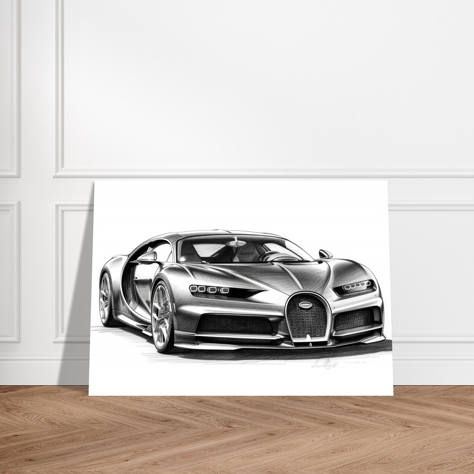 Bugatti Chiron Front View Handcrafted Pencil Sketch | Detailed ...