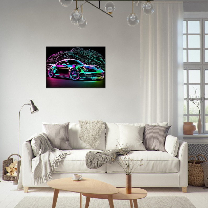 Porsche 911 Turbo S Canvas, Abstract Neon, Wall Art, Wall Print, Super ...