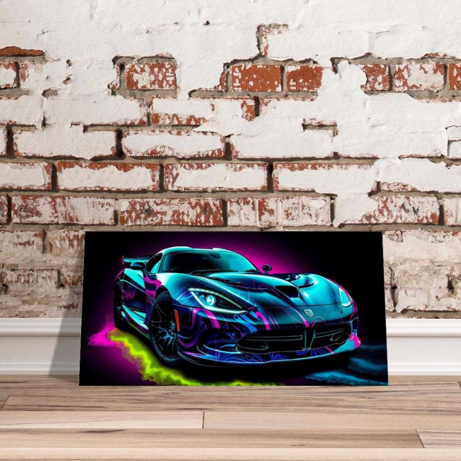 Dodge Viper Neon Canvas Art: Modern Car Enthusiast Decor - Etsy