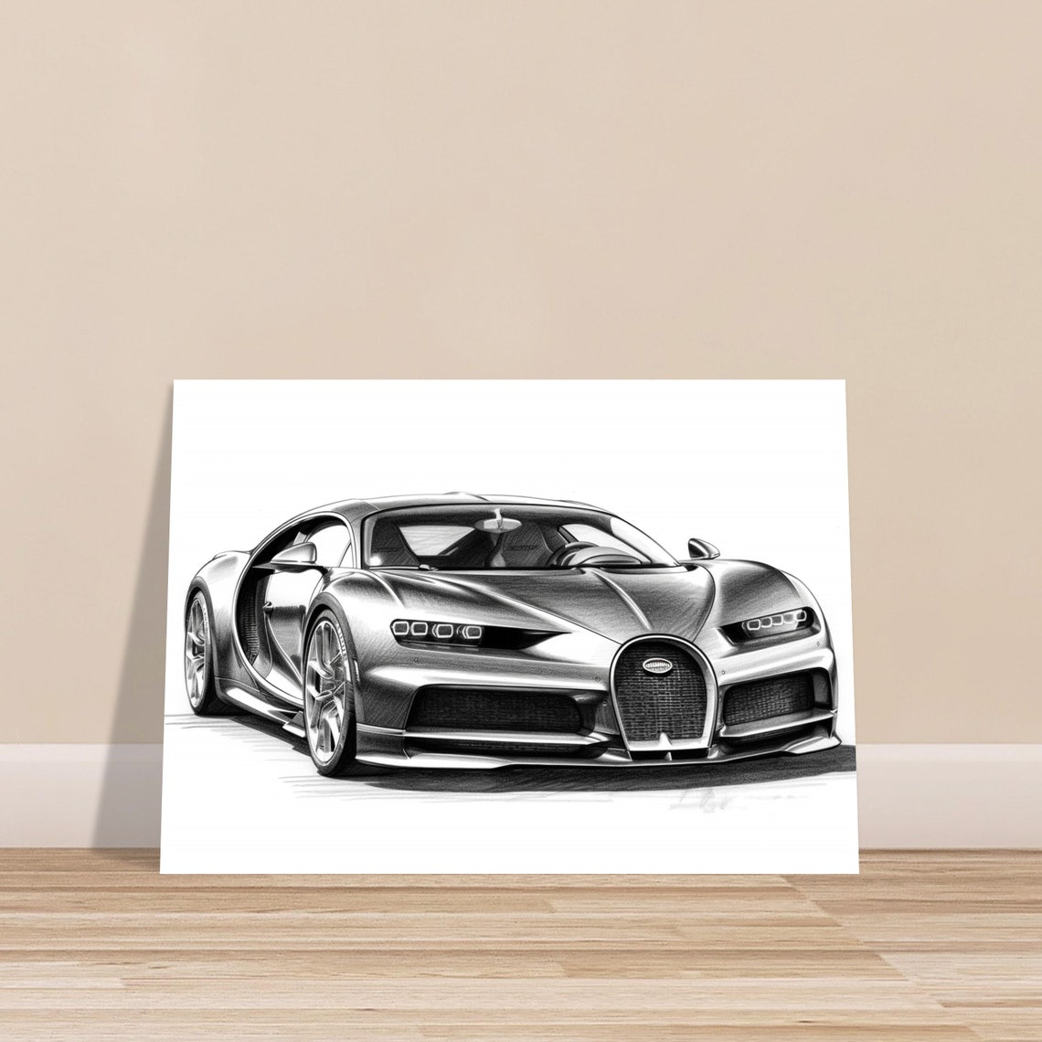 Bugatti Chiron Front View Handcrafted Pencil Sketch Detailed - Etsy