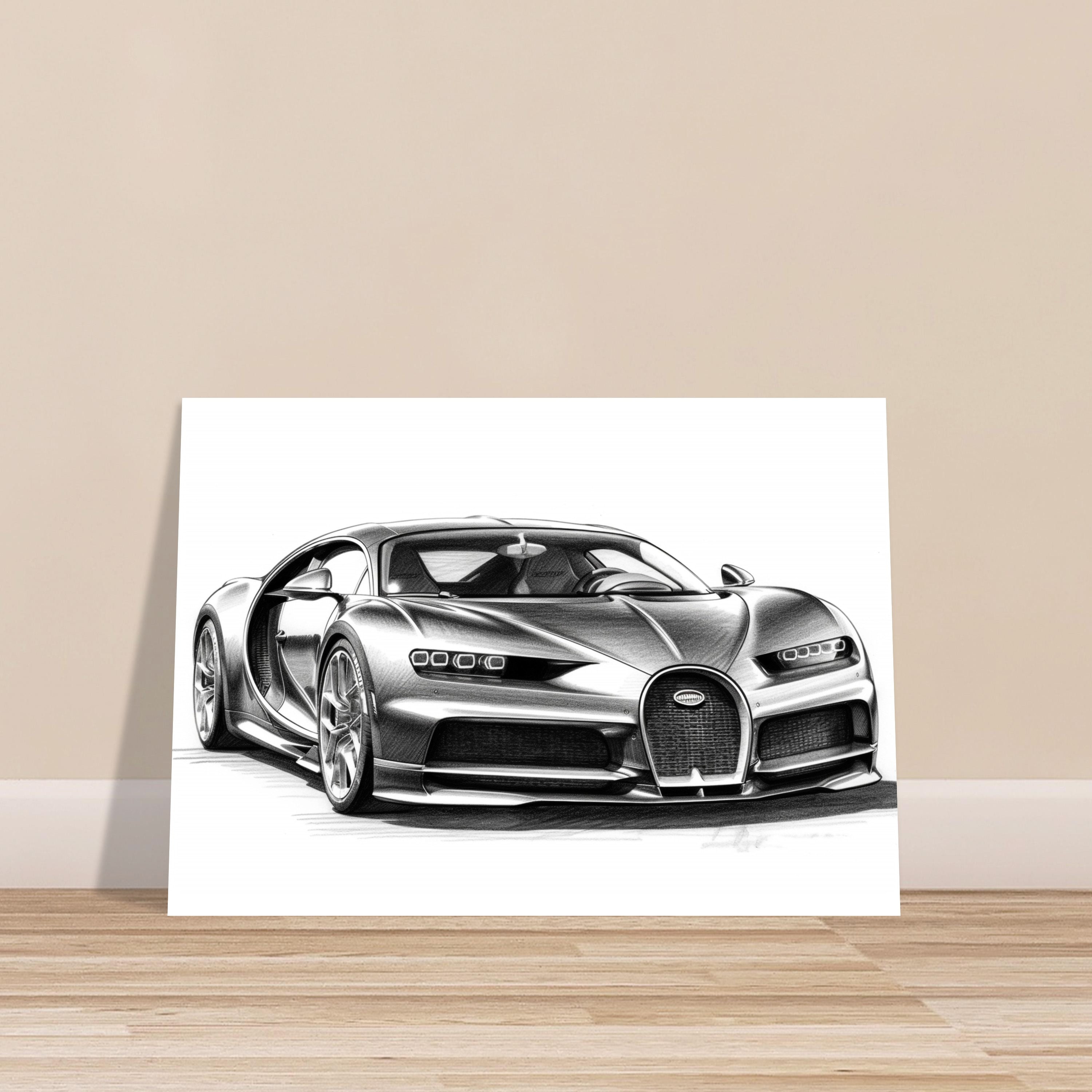 Bugatti Chiron Front View Handcrafted Pencil Sketch | Detailed ...