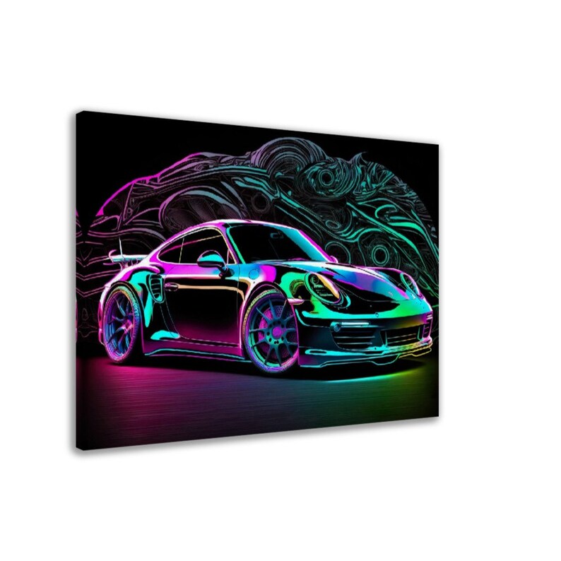 Porsche 911 Turbo S Canvas Abstract Neon Wall Art Wall - Etsy