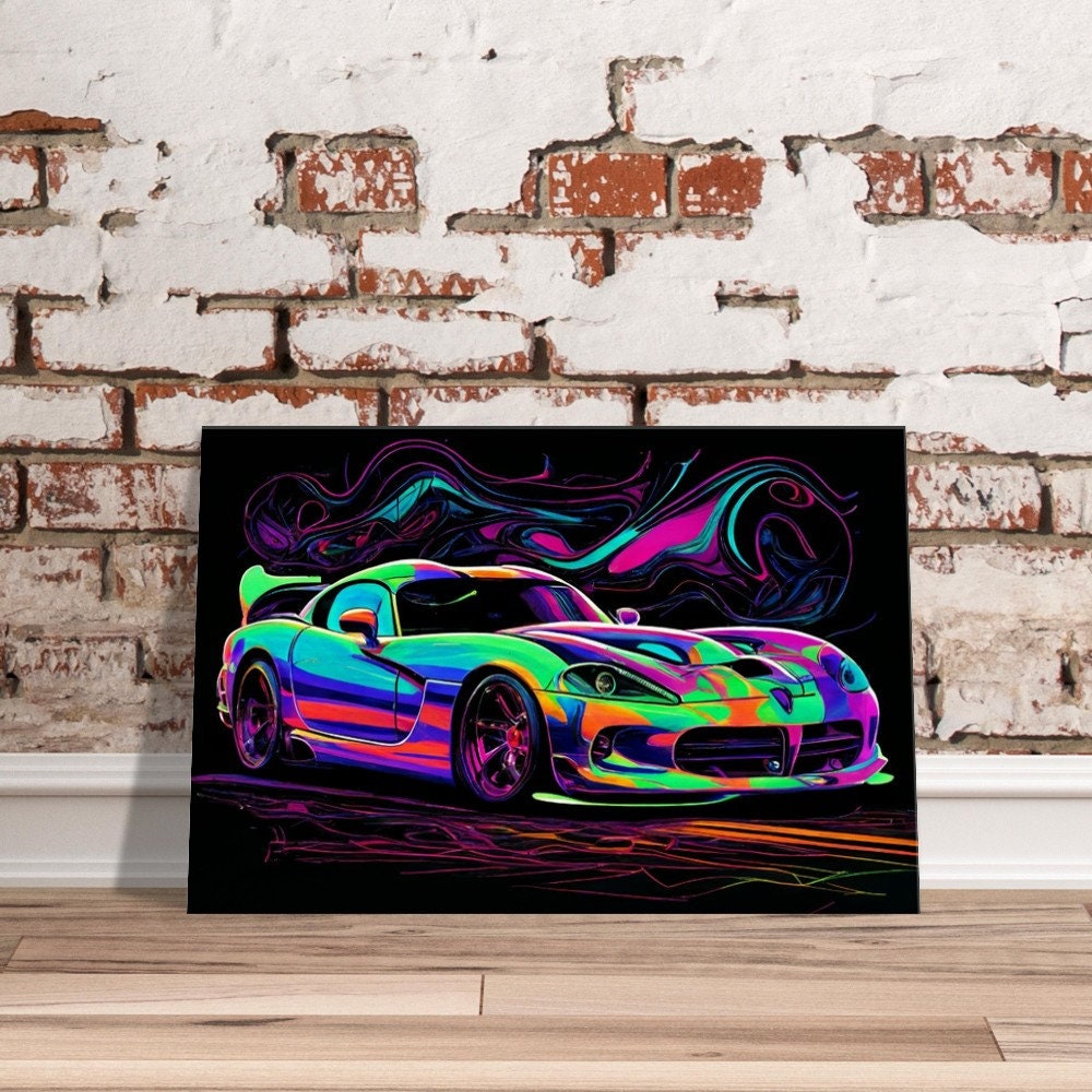 Dodge Viper Canvas Wall Art, Neon Abstract With Stunning Colors ...