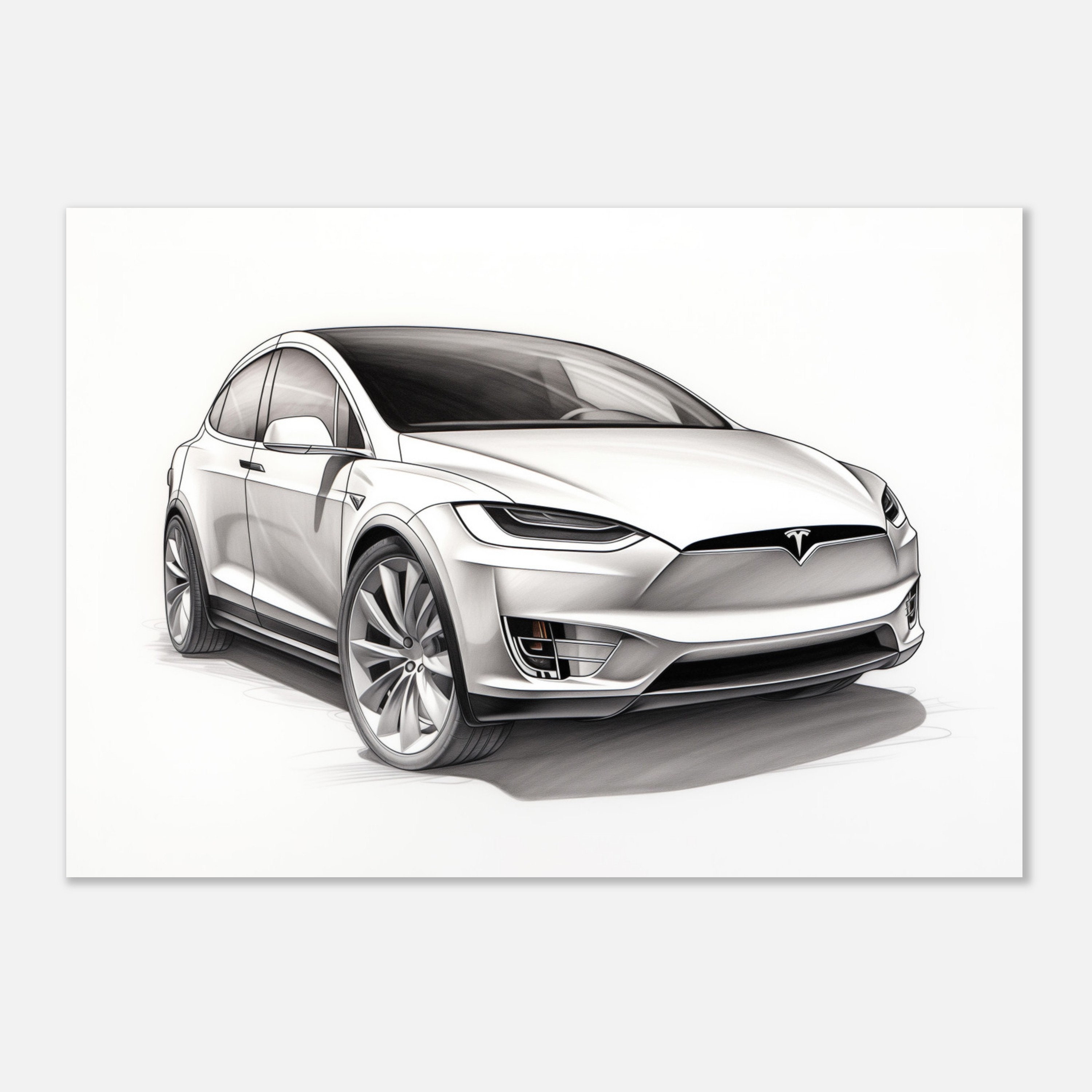 Tesla Model X Skizze Kunstdruck - Graustufen Auto Poster - Etsy.de