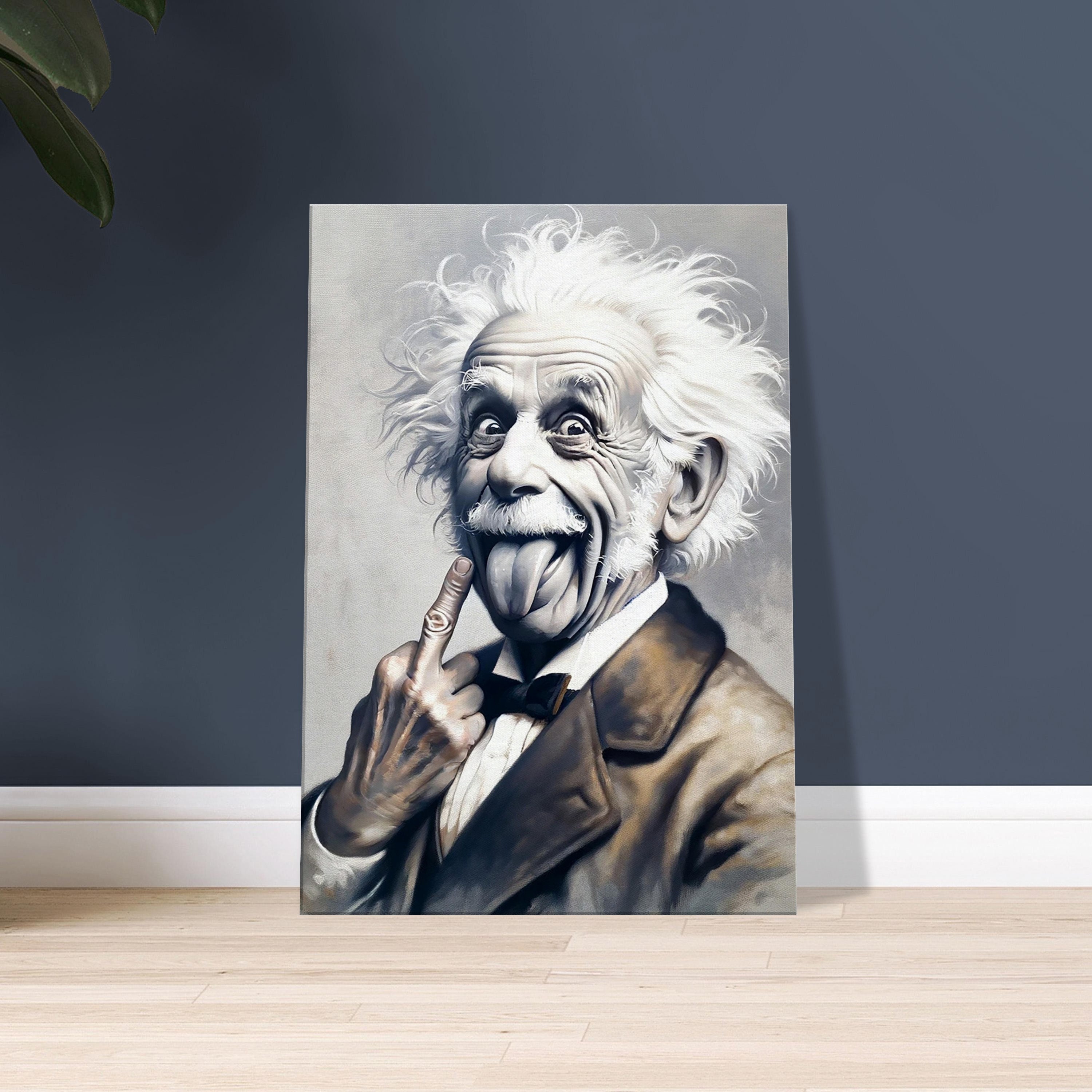 Albert Einstein Sticking Out His Tongue Showing Middle Finger Canvas ...