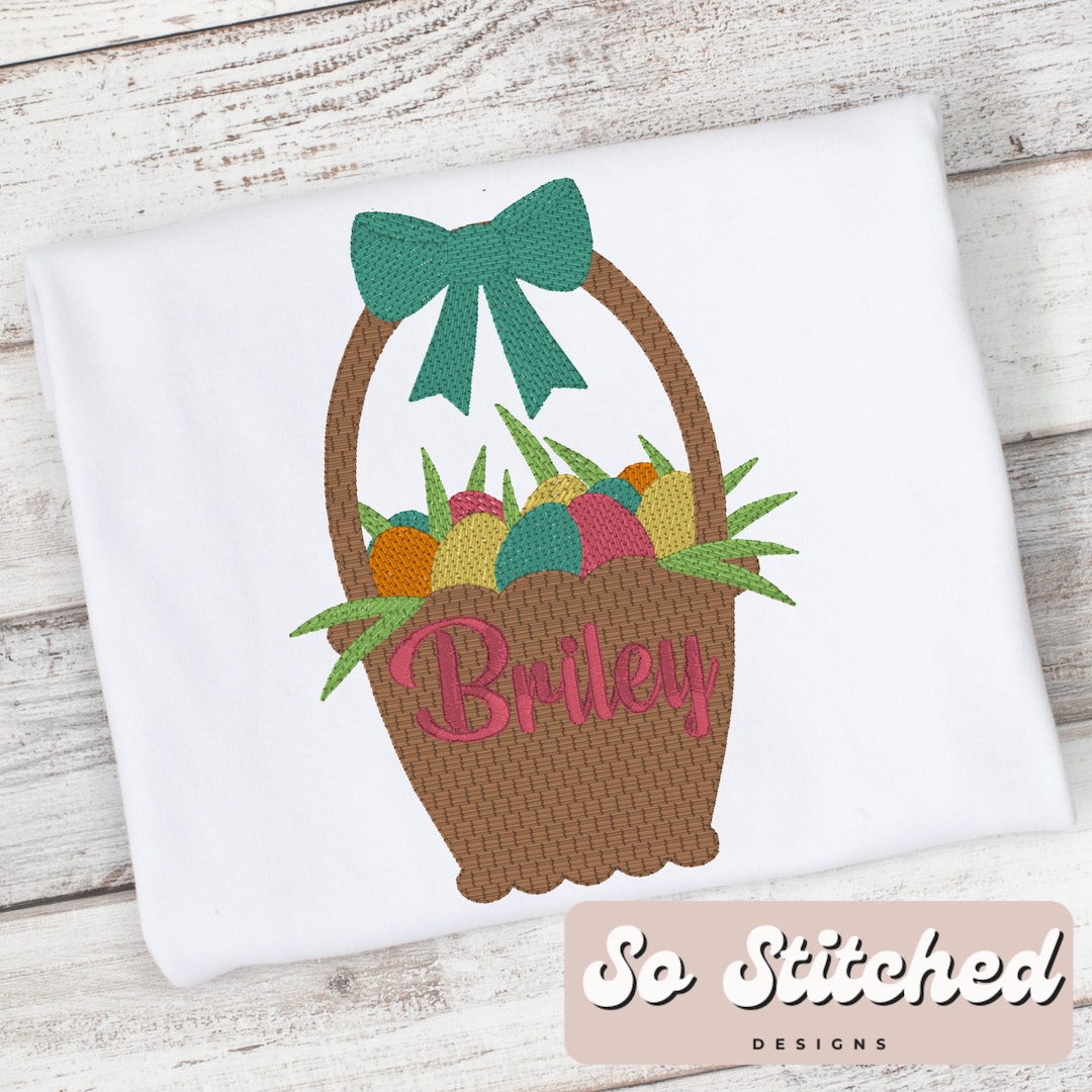 Sketch Easter Basket Embroidery Design - Machine Embroidery Easter File ...