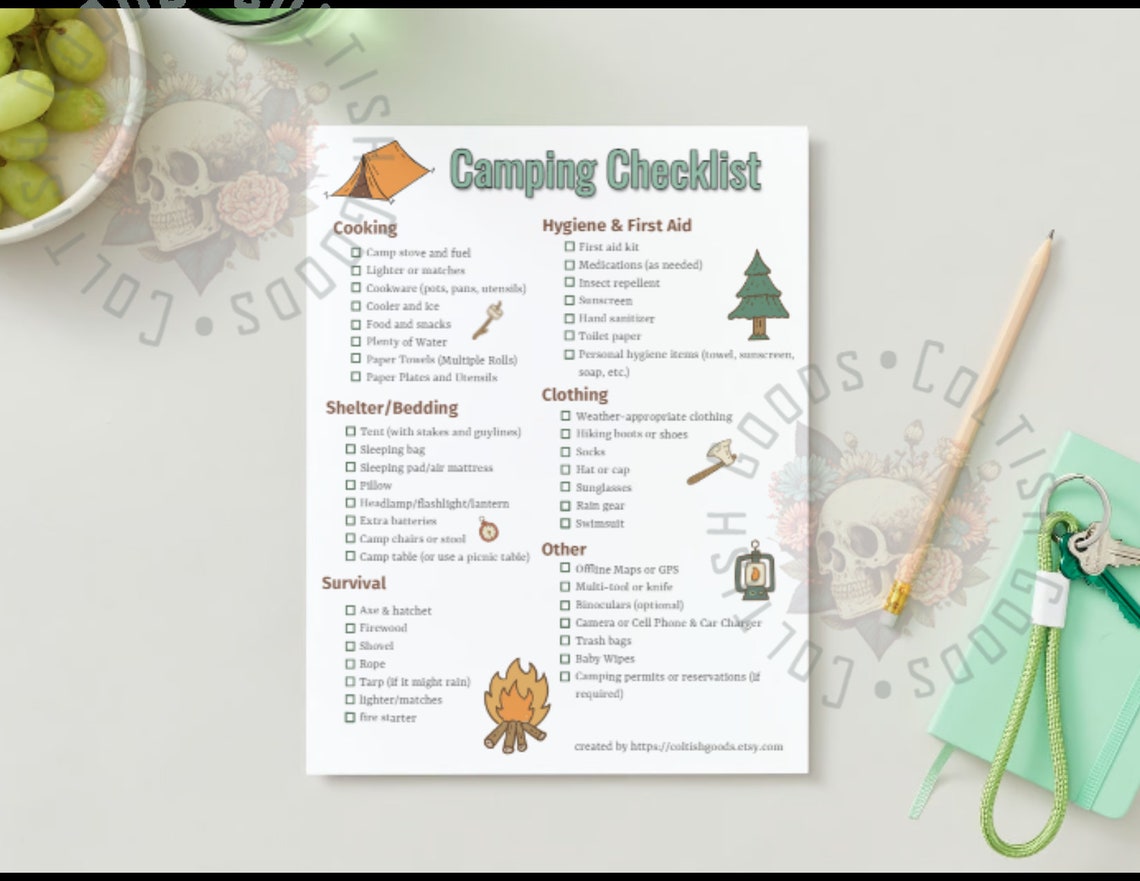 Camping Checklist • Digital Download • Print at Home • Great for First ...