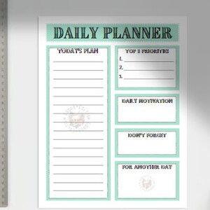 Mint Green Daily Planner • Canva Template • Digital Download • Print at ...
