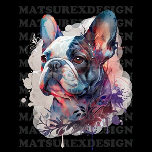 French Bulldog 7 | Frenchie | Beautiful Watercolor Portrait | Dog | PNG ...