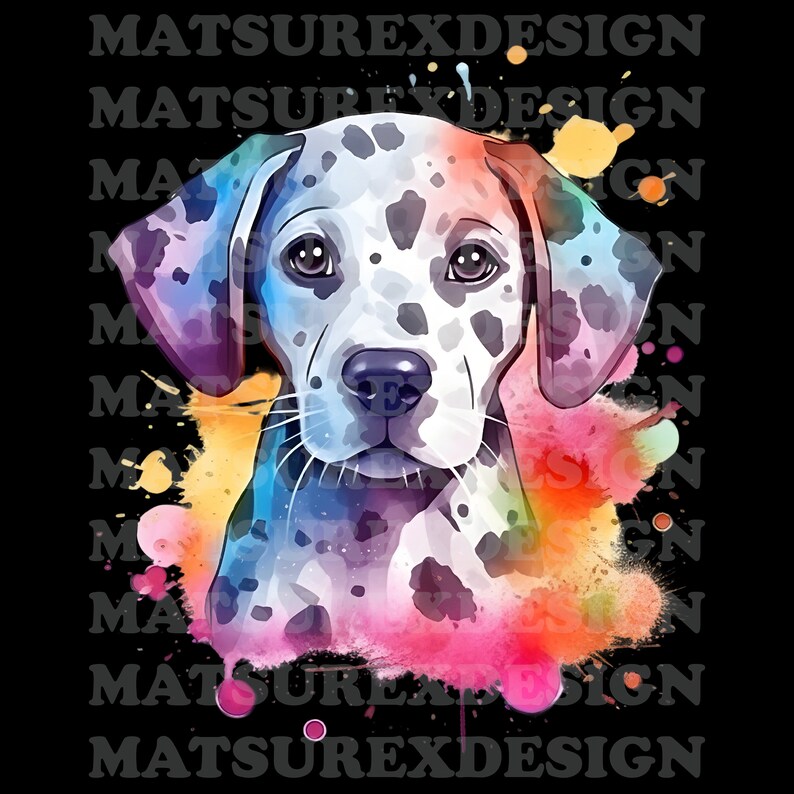 Dalmatian Puppy 8 Beautiful Watercolor Portrait PNG JPG Digital ...